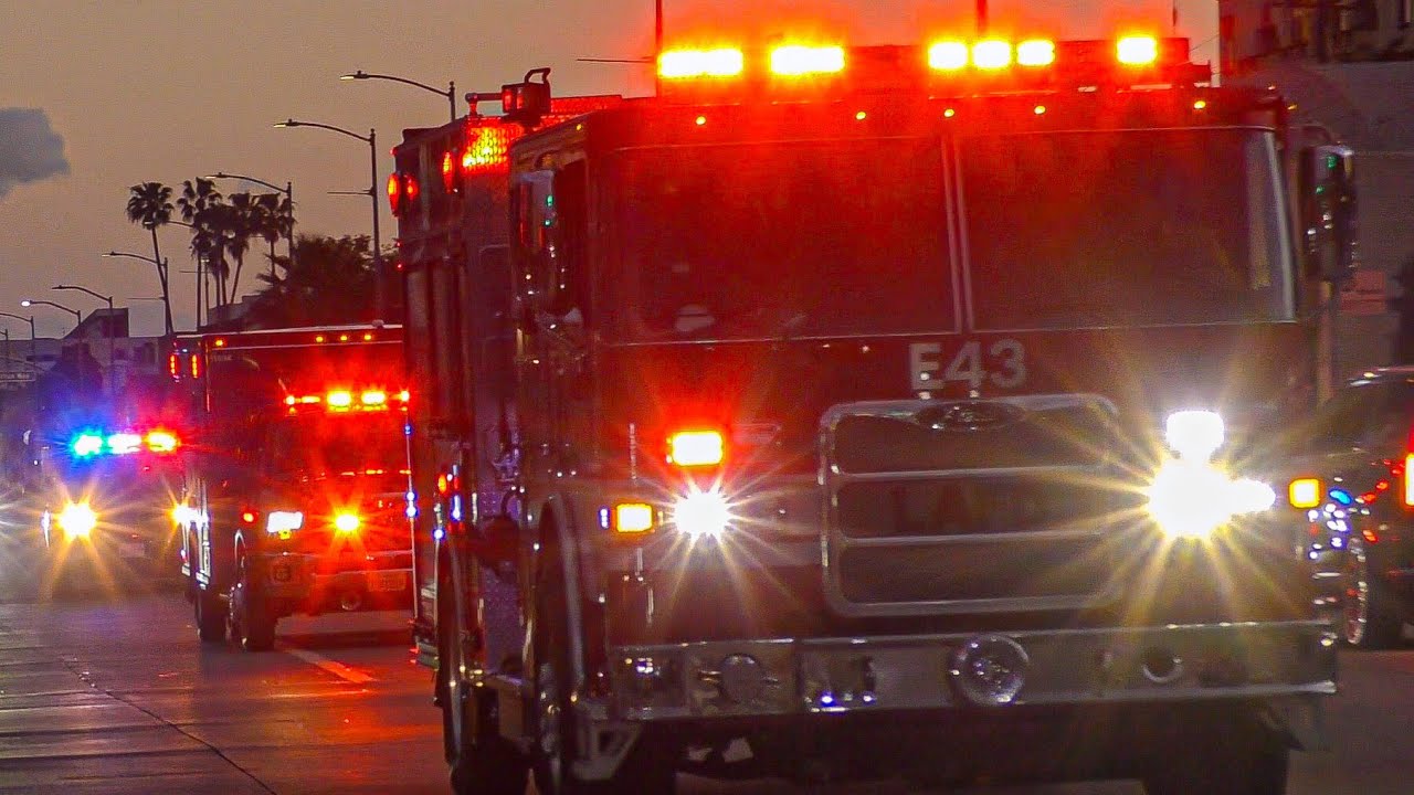 LAFD Engine 43, Rescue 43, & LAPD West LA Unit Transporting - YouTube