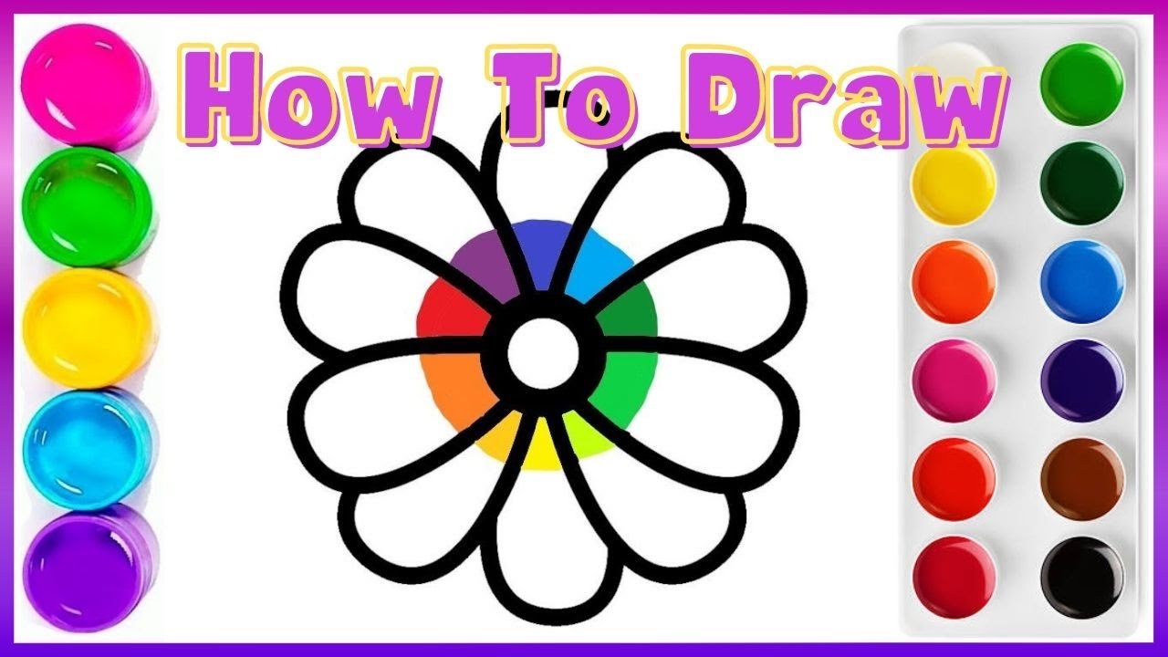 bolalar uchun kamalak ranglari bilan gullarni chizish| how to draw ...