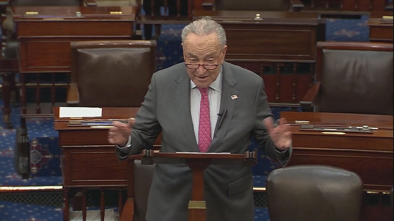 Chuck Schumer responds to Trump's tariffs - YouTube