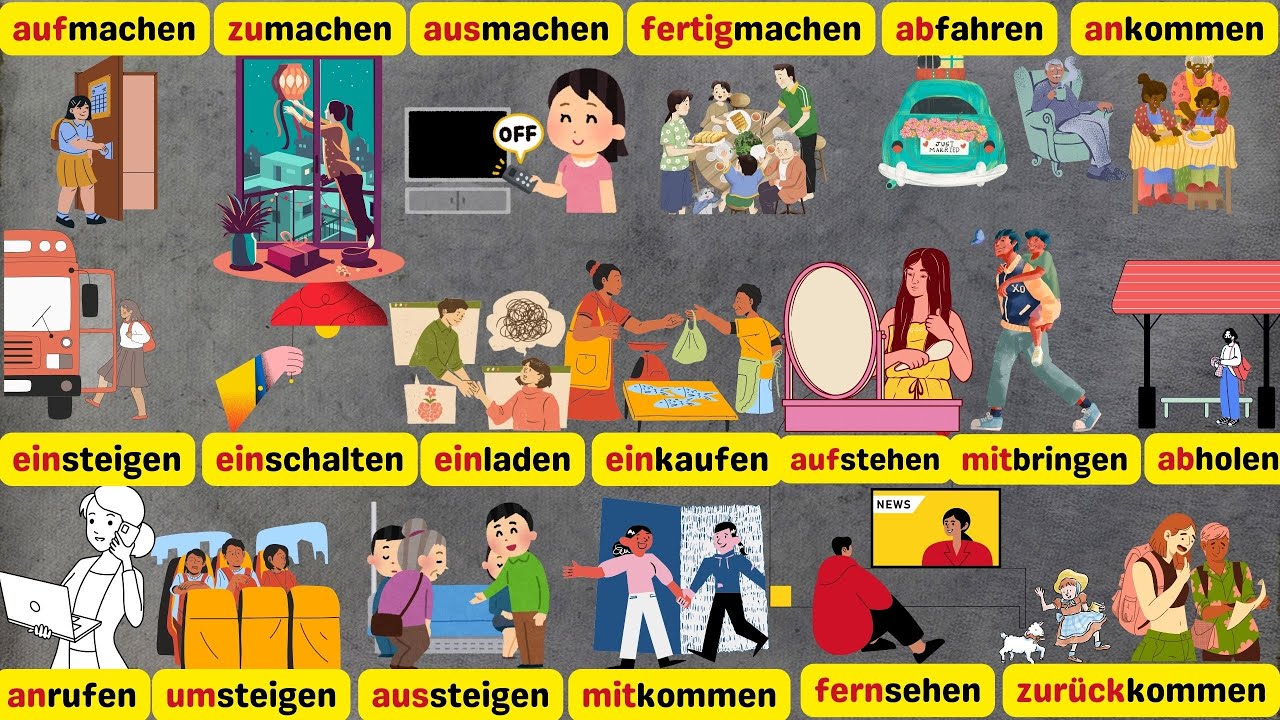 Separable verbs in German A1& A2 :Wichtige Verben:Trennbare Verben ...