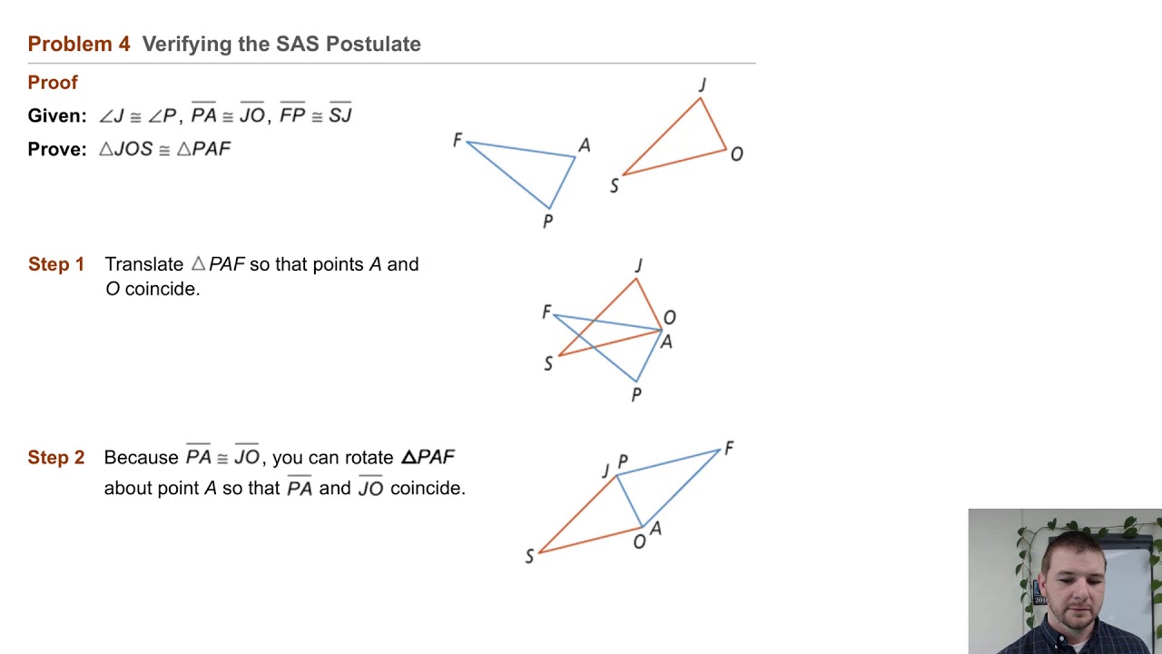 Geometry 9-5 Congruence Transformations: Problem 4 - Verifying the SAS ...