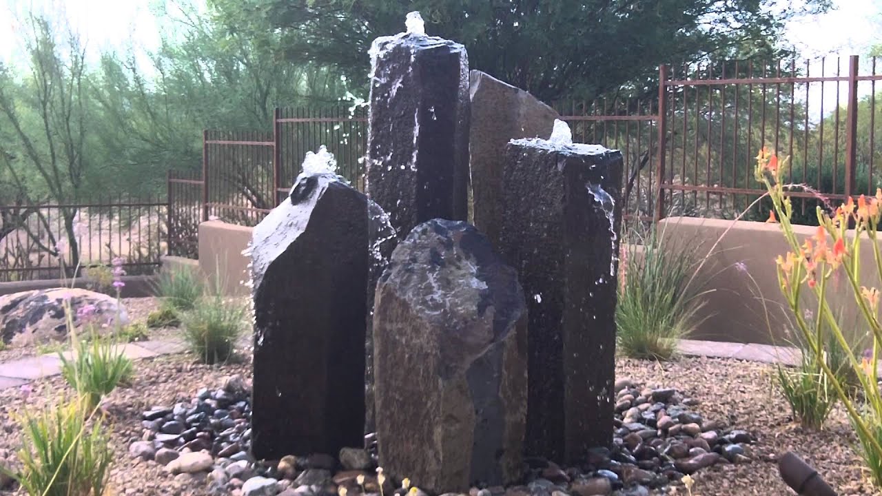natural basalt fountain - YouTube