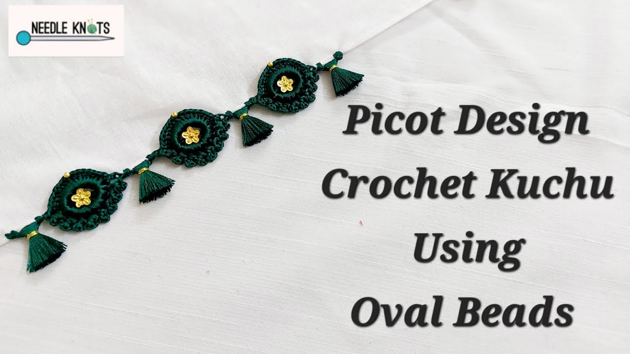 Picot Design Crochet Kuchu Using Oval Beads #beads #kroshakuchu - YouTube