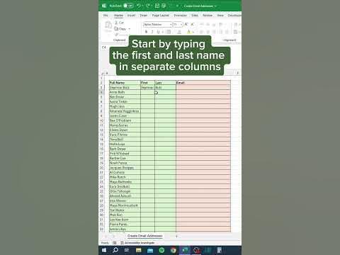 Create Email Addresses in Excel‼️ #excel - YouTube