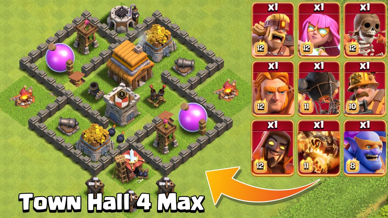 Town Hall 4 Max vs All Super Troops | Clash of Clans - YouTube