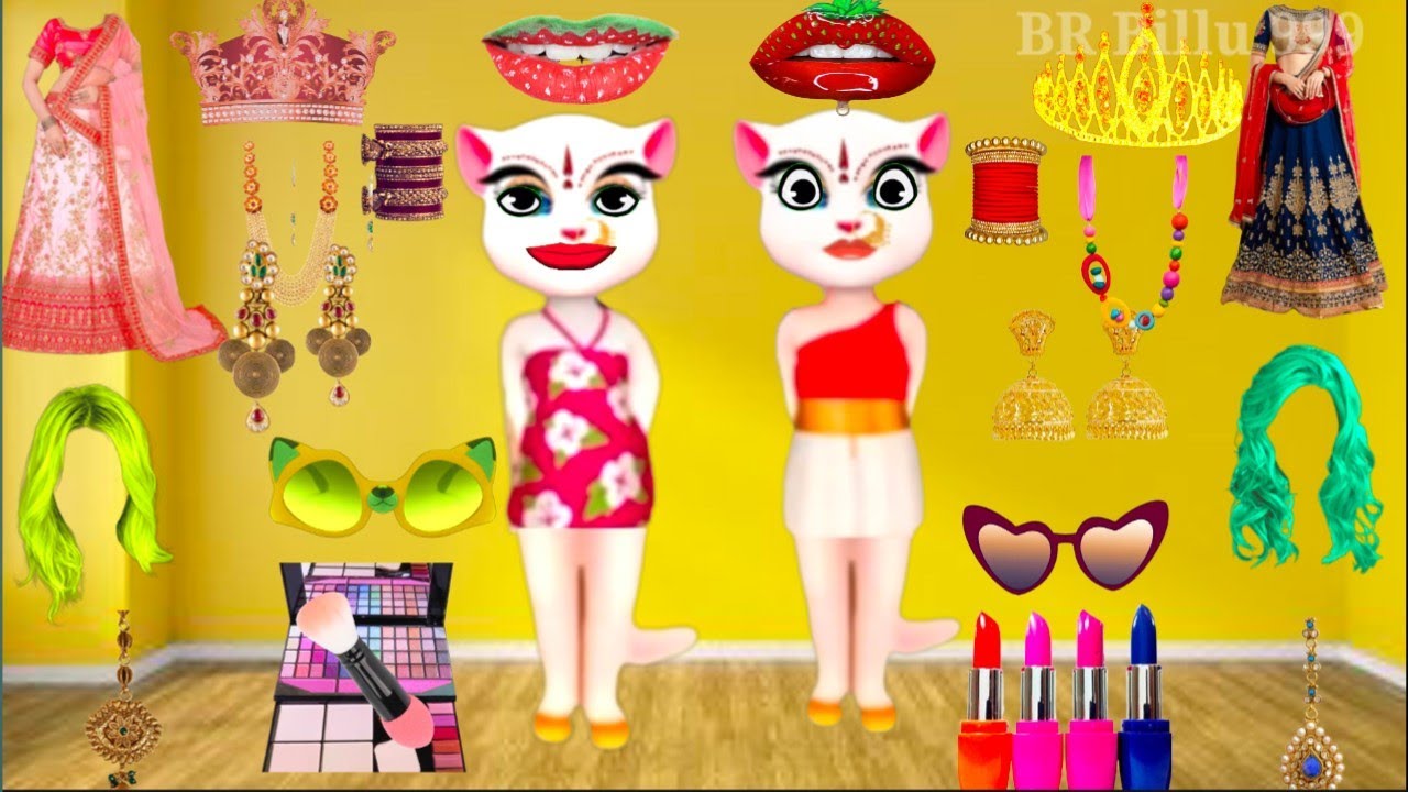 talking billi two dulhan ka funny makeup video | talking billi cartoon ...