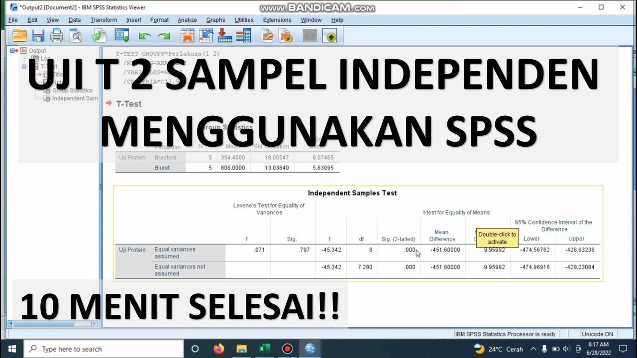 Uji T 2 Sampel Independen dengan SPSS - YouTube