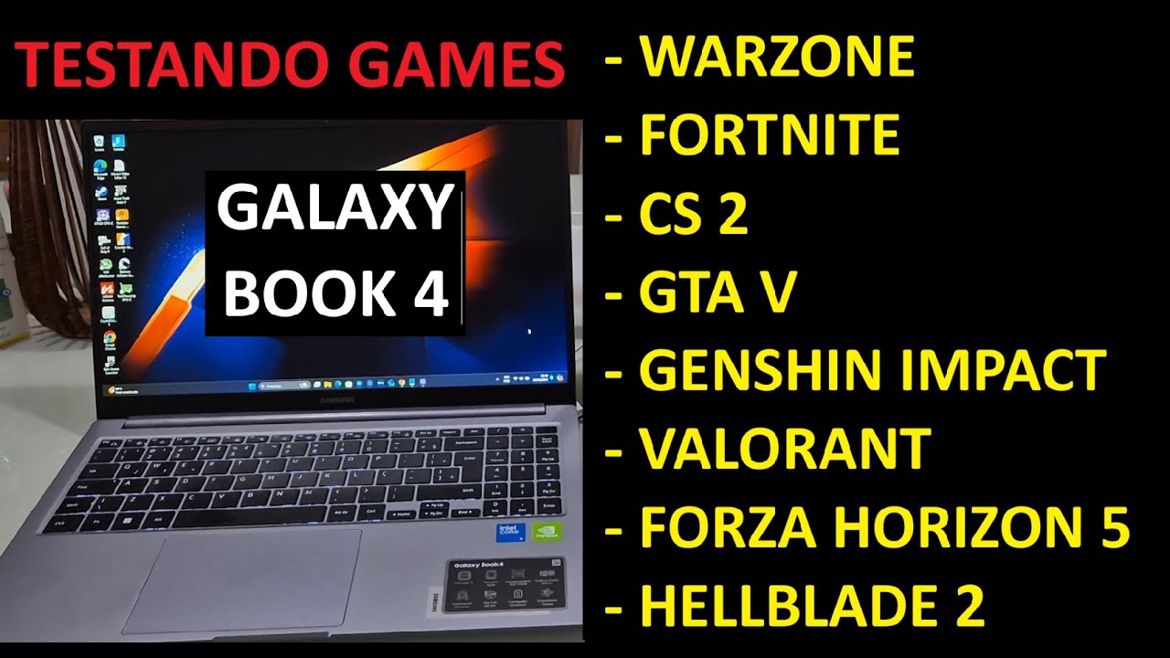 Testando games - Galaxy Book 4 (versão com: core 5, 16 gb e geforce ...