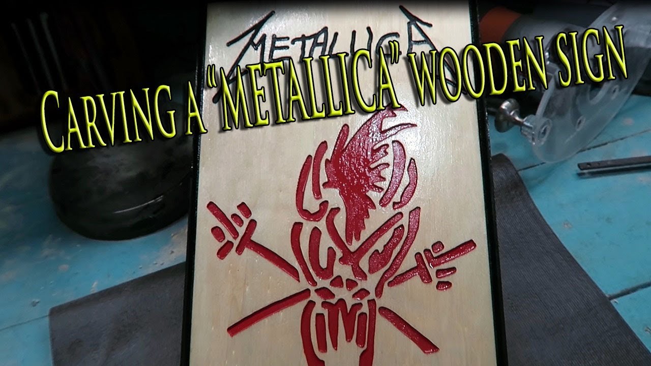 Carving a "METALLICA" sign with a router - YouTube