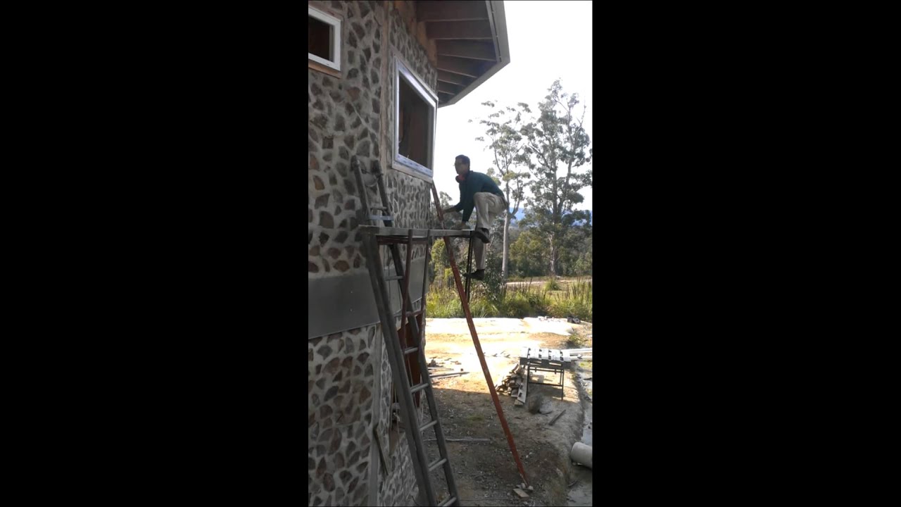 Cordwood homemade ladder scaffolding - YouTube