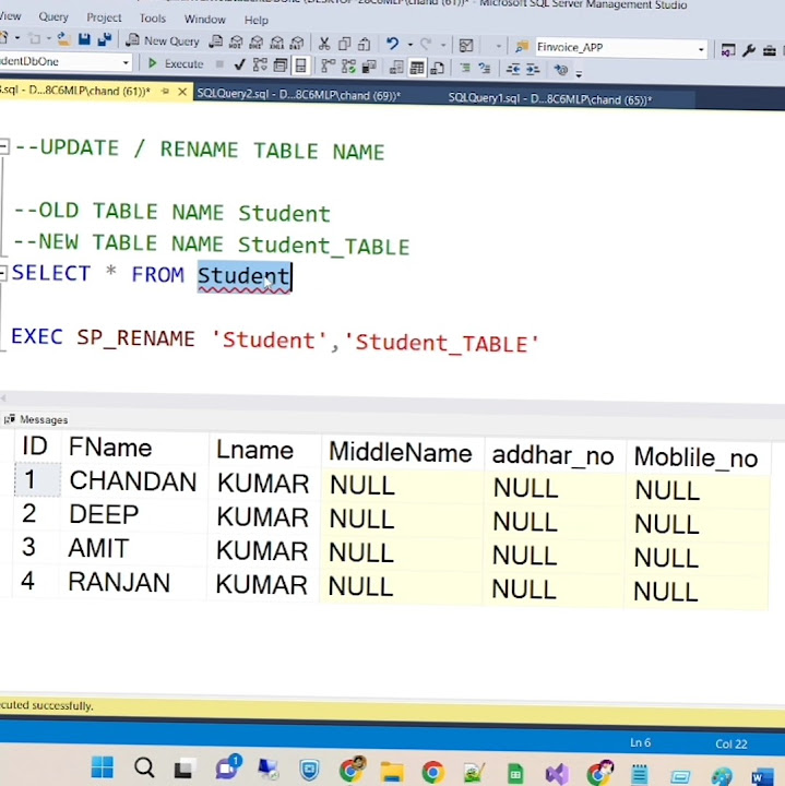Update Rename Table In Sql Server Sqlserver Sql Coding Youtube