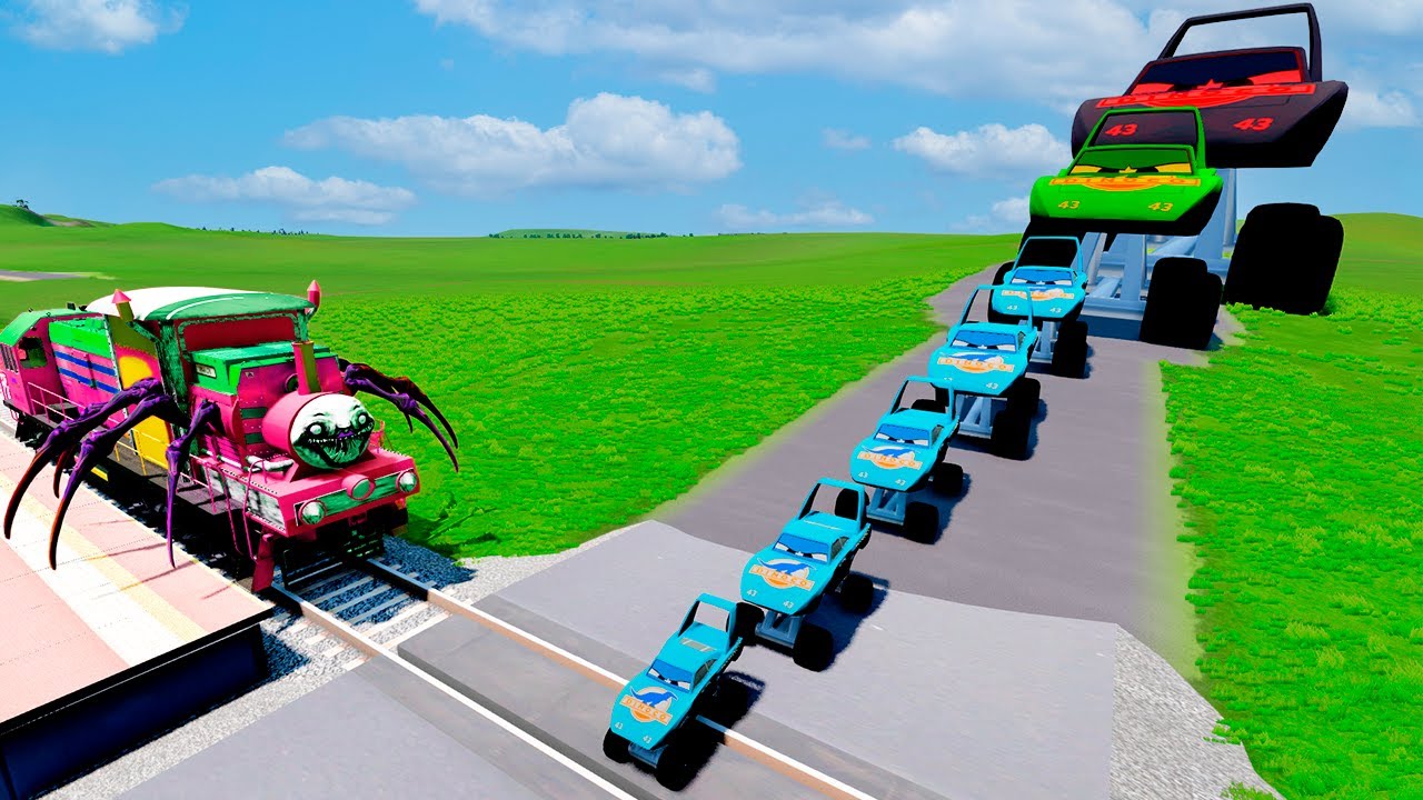 Big & Small, Color King Dinoco VS Train Thomas Triple Head - BeamNG ...