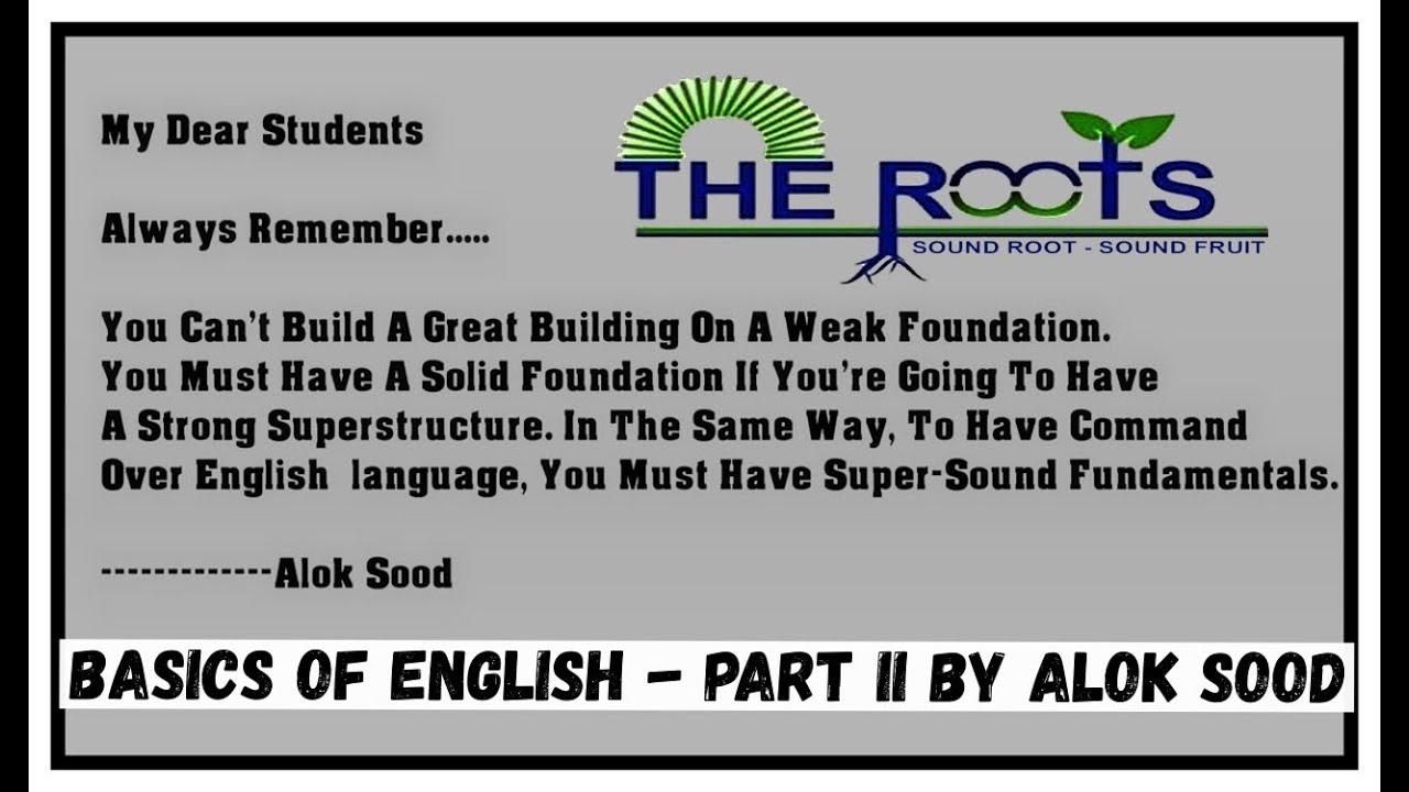 Basics of English - part II By Alok Sood - YouTube