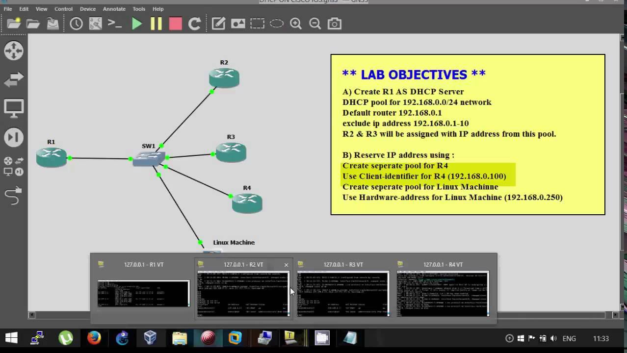 Configuring DHCP on Cisco IOS ( Network , Client-identifier, Hardware address, Excluded-address ...
