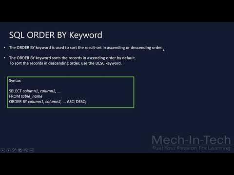 chapter 10 How to use Order By Keyword - YouTube
