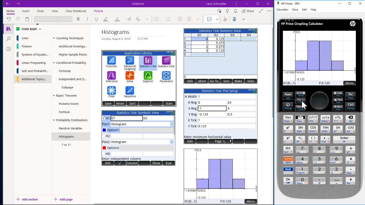 HP Prime Onenote Histograms - YouTube