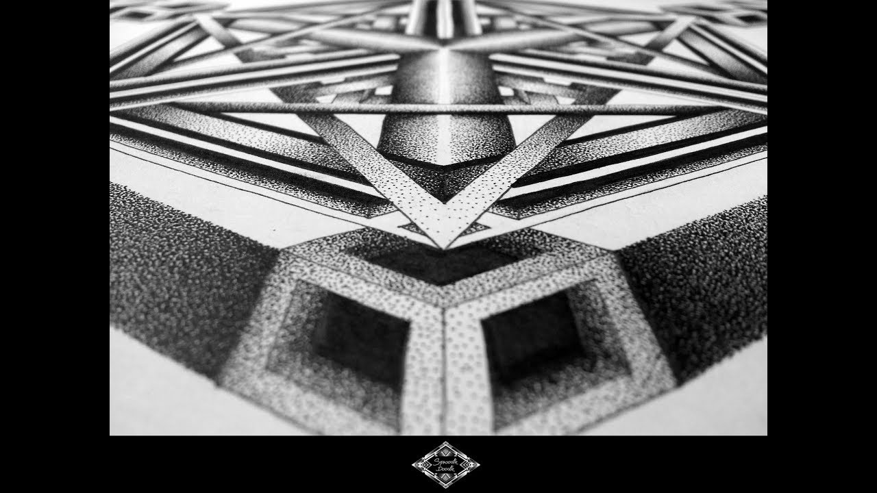 Geometric design stippling doodle- speed drawing #4 - YouTube