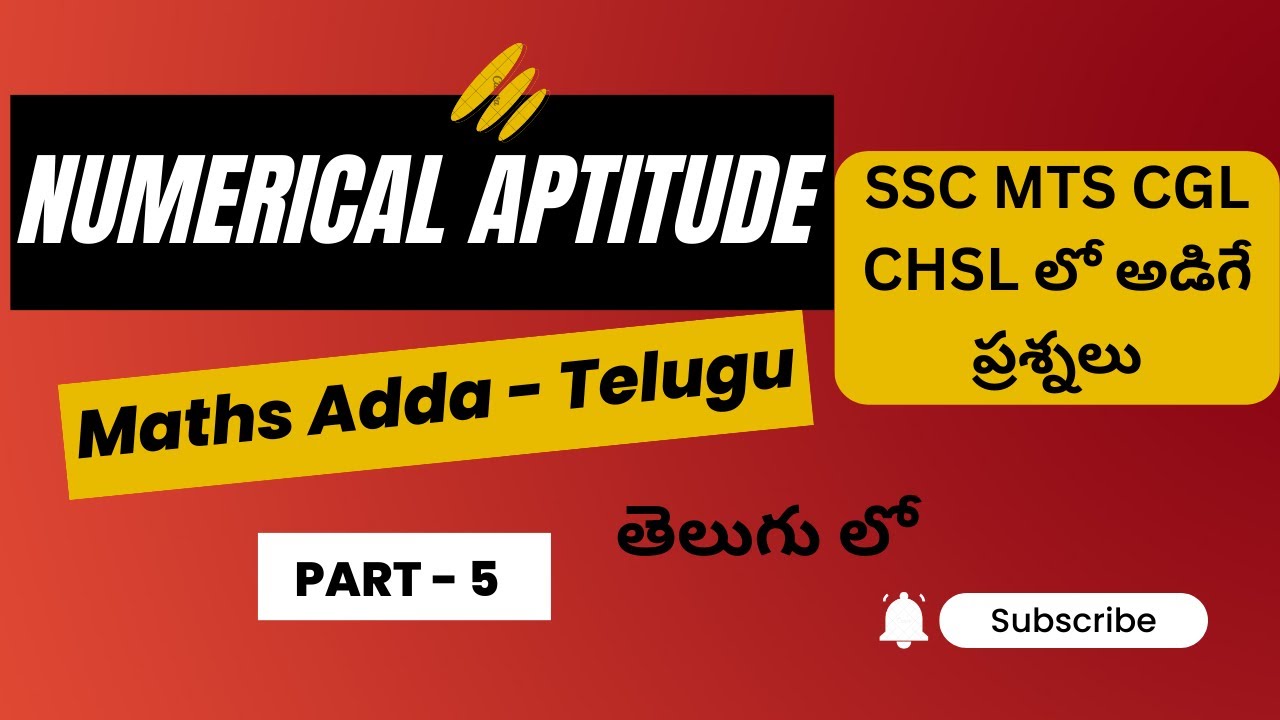 SSC MTS 2023 | SSC CGL | Numerical Aptitude in Telugu | Numerical Maths ...