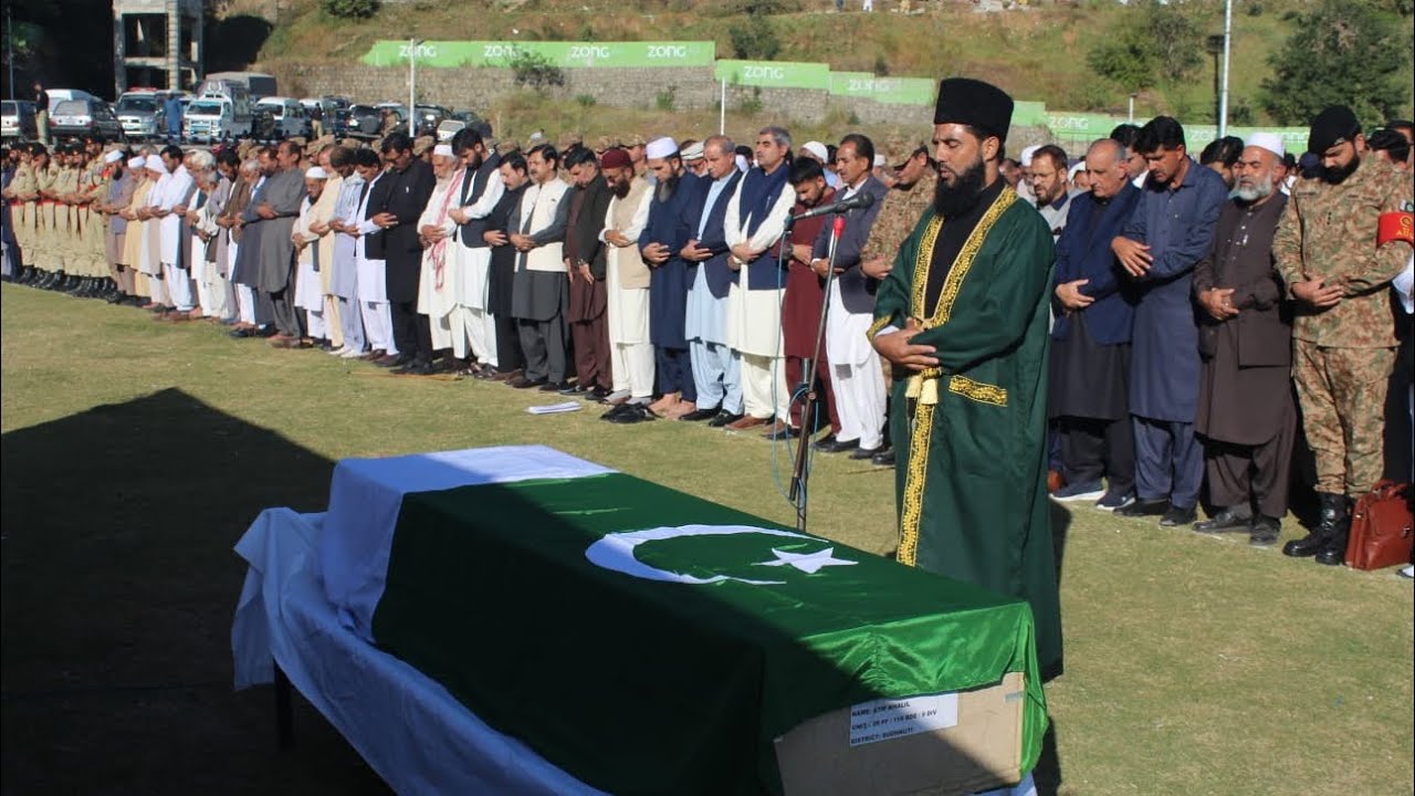 Funeral prayer of Pak Army martyr Major Atif Khalil, was performed in ...