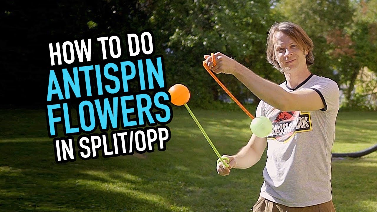 How to do Poi Antispin Flowers in Split-Time Opposites - YouTube