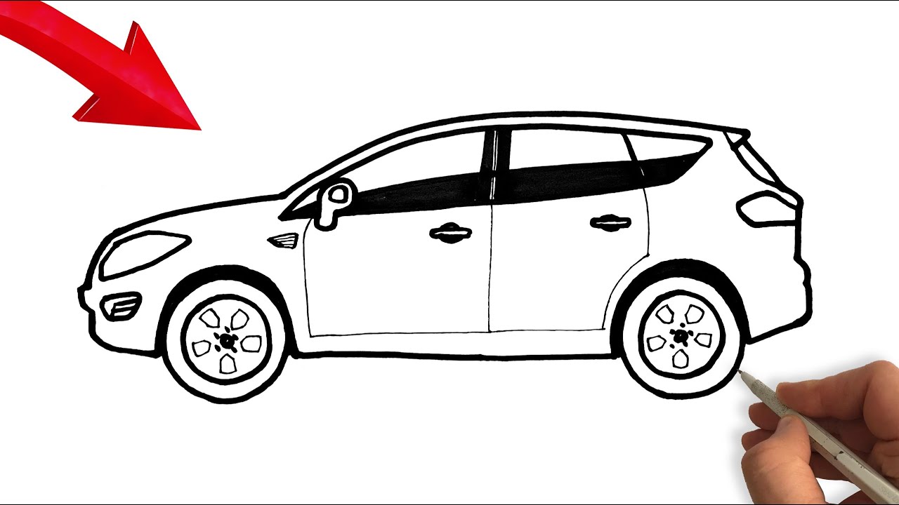How To Draw Ford Kuga Easy - Easy Car Drawing step by step - SUV Car ...