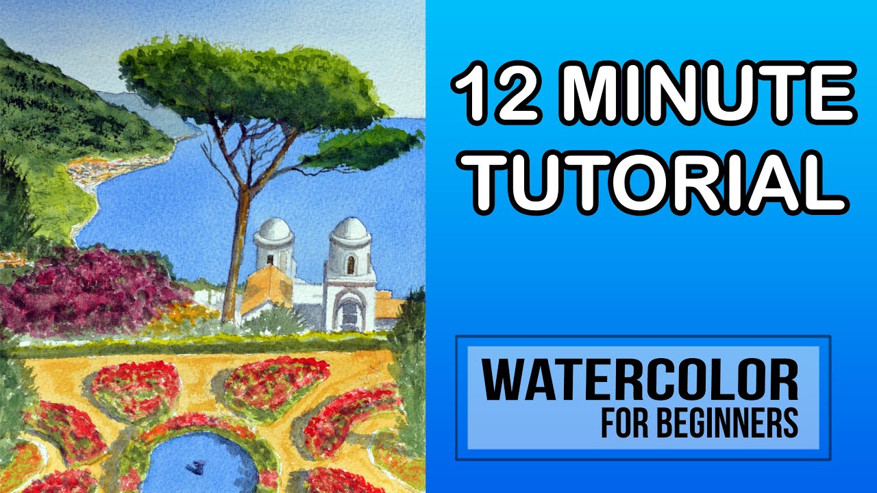 Easy Watercolor Tutorial // Painting the Amalfi Coast Landscape - YouTube