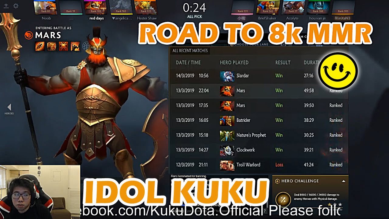 IDOL KUKU MARS DOTA ROAD TO 8k MMR - YouTube