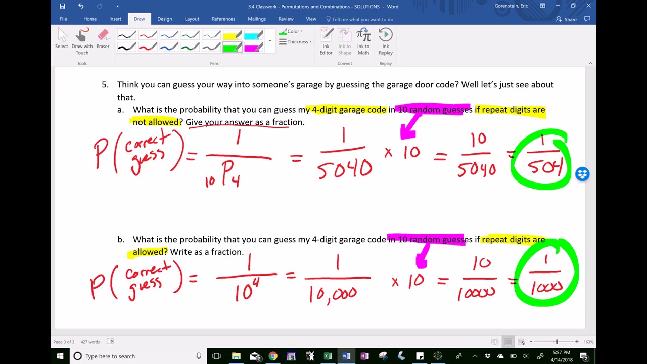 Probability with Permutations and Combinations - VIDEO SOLUTION #5 ...