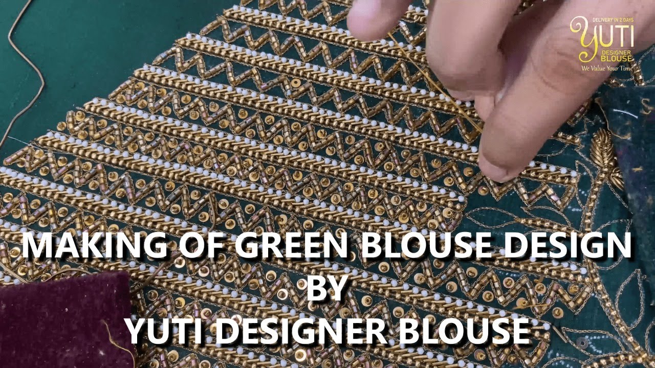 Green Falling Beats Designer Blouse | Fastest 2 Days Delivery by Yuti ...