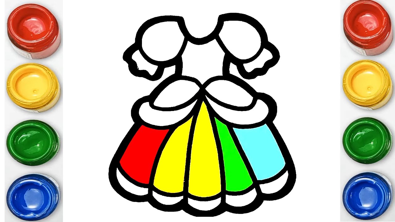 Beautiful Princess Dress Drawing Panting And Colouring For Kids ...