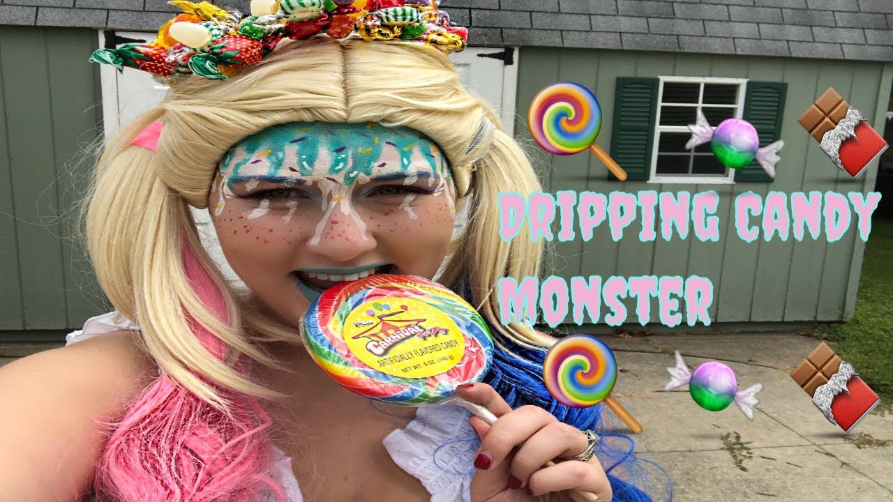 CANDY MONSTER Halloween Makeup (Dripping Makeup Tutorial) [CC] - YouTube