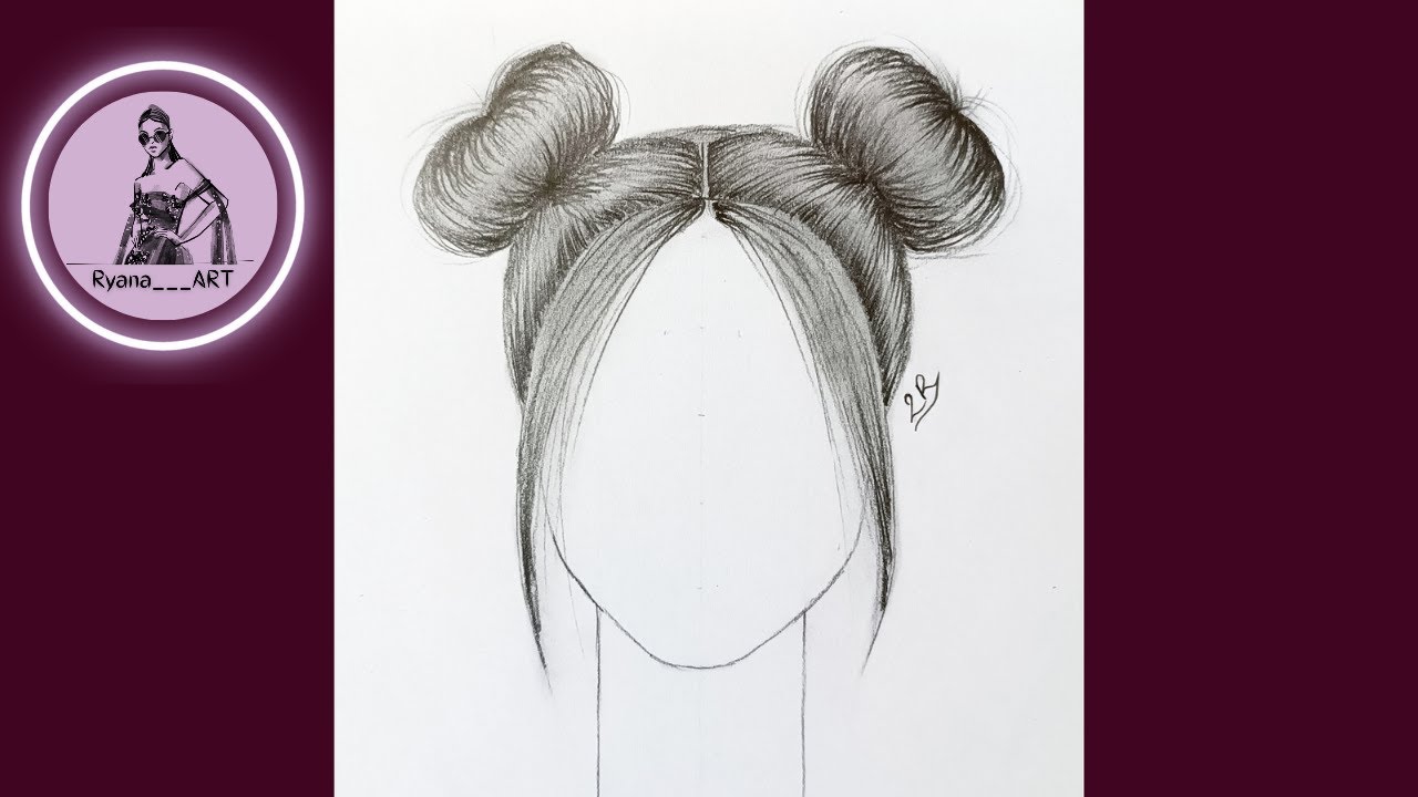 How To Draw A Girl With DOUBLE BUNS Hair Step By Step | Easy Girl ...