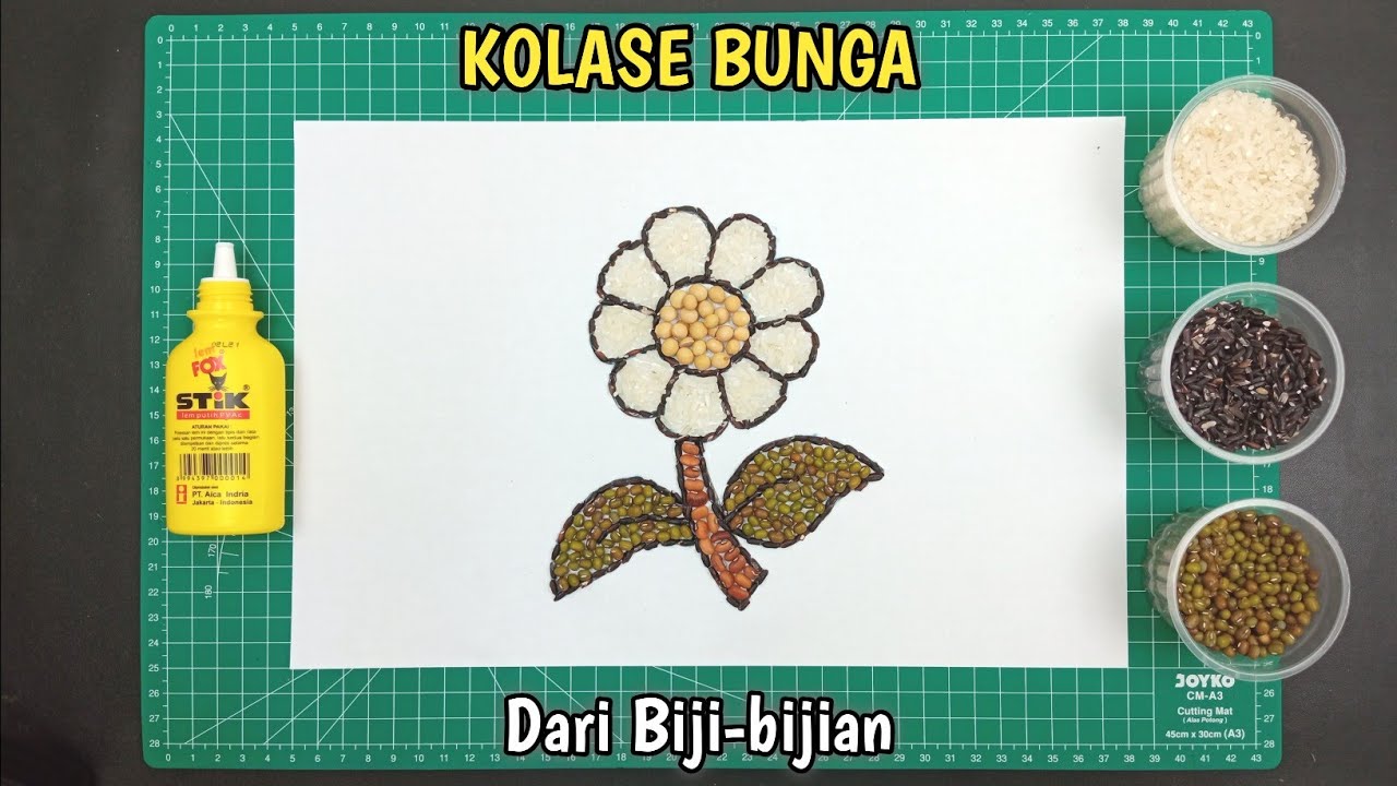 Cara Membuat Kolase Bunga | Kolase Dari Biji-bijian - YouTube
