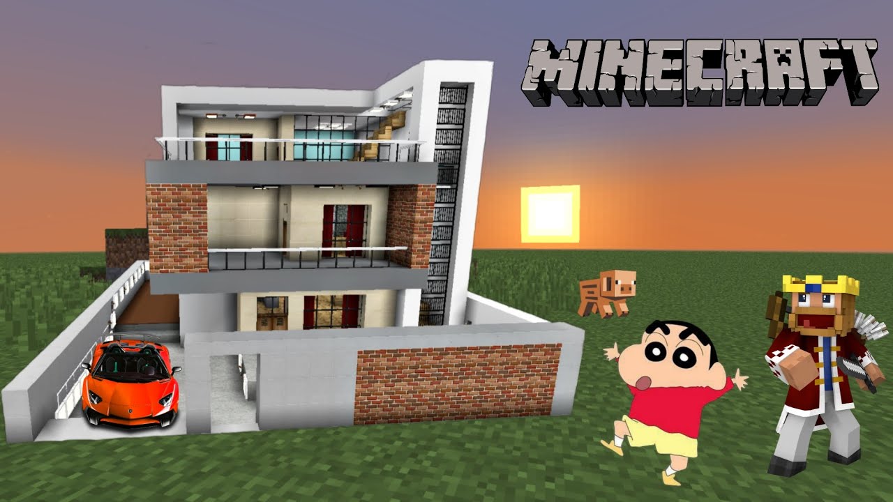 Minecraft; Shinchan Lohara now house in Minecraft #Lamborghini Car ...
