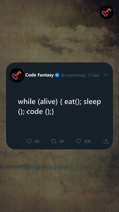 while (alive) { eat(); sleep (); code ();} #Shorts #while - YouTube