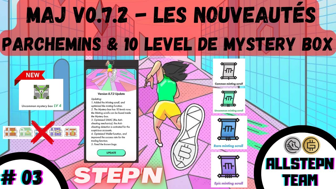 👟 STEPN NEWS : MAJ V0.7.2 - NOUVEAUTÉS / PARCHEMINS & 10 LEVEL DE ...