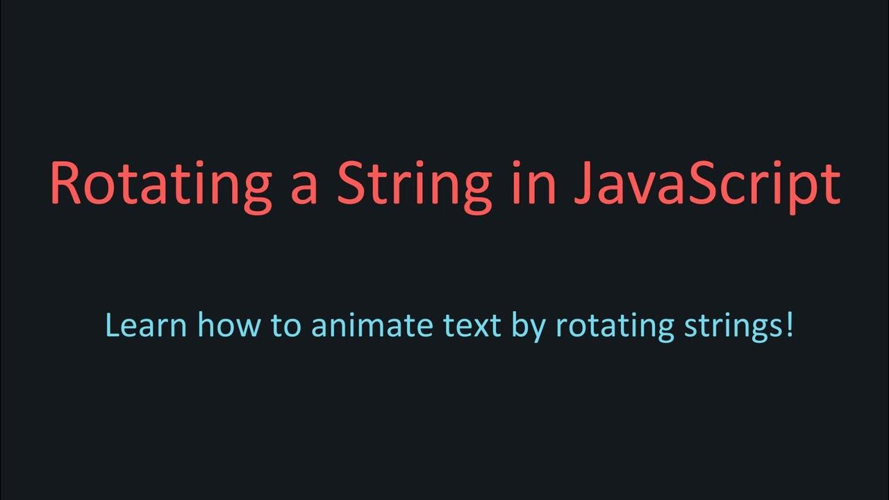 Rotate a string from left to right - YouTube