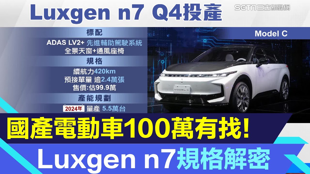國產電動車100萬有找！Luxgen n7規格.內裝.售價完整解密 鴻華先進Model C標配售價成焦點｜Model T電動巴士｜汽車新聞｜台股新聞｜三立iNEWS｜投資理財、財經新聞 都在 ...