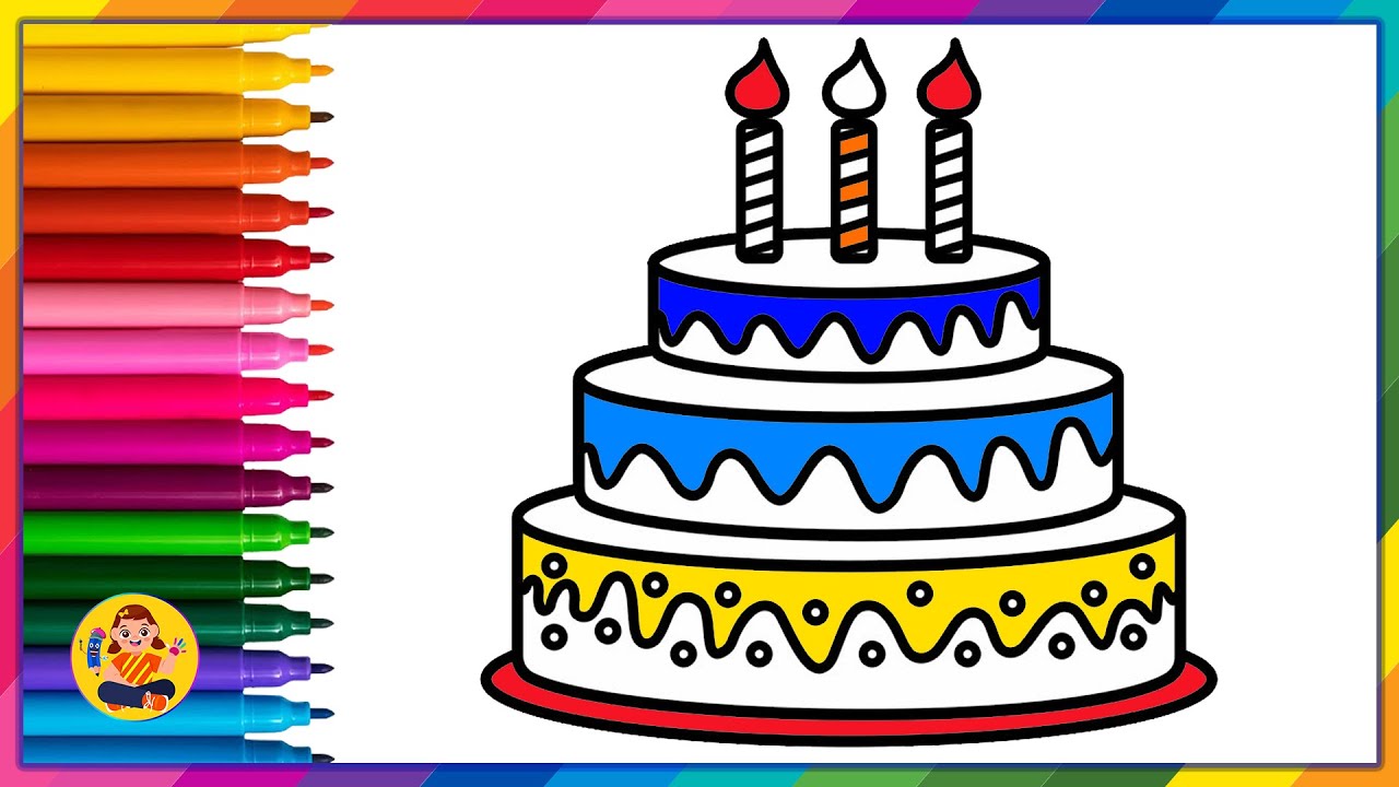 How To Draw A Birthday Cake 🎂🍰🌈 How To Draw Cute Cake | - YouTube