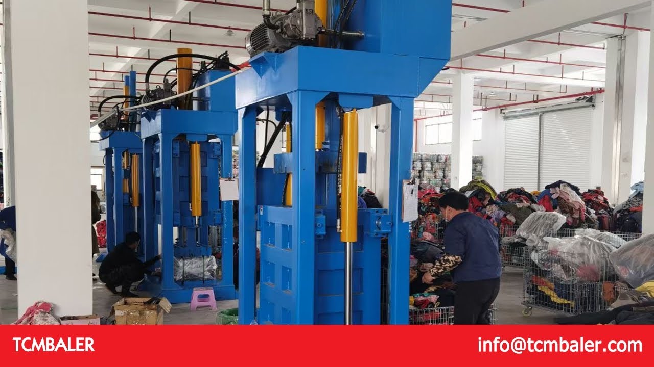 plastic strapping tool clothing bales - YouTube