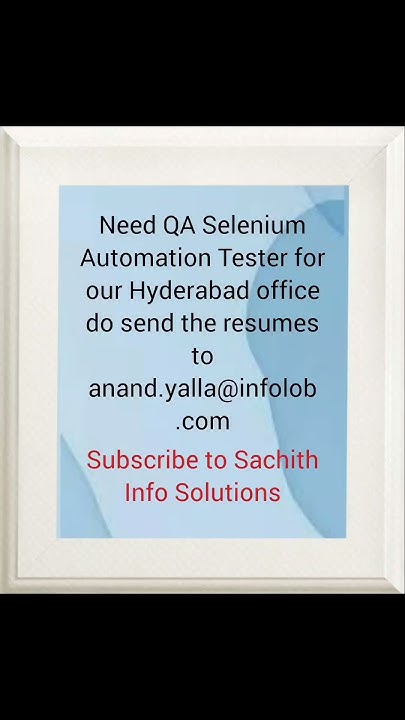 Need Qa Selenium Automation Tester Jobs Testingjobs Youtube