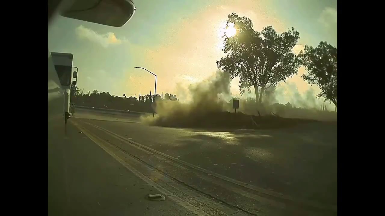 car veers off road & goes airborne in California - YouTube