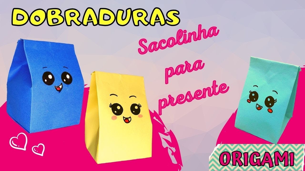 Sacolinha para Presente de Dobradura - Origami - Como fazer sacolinha e ...