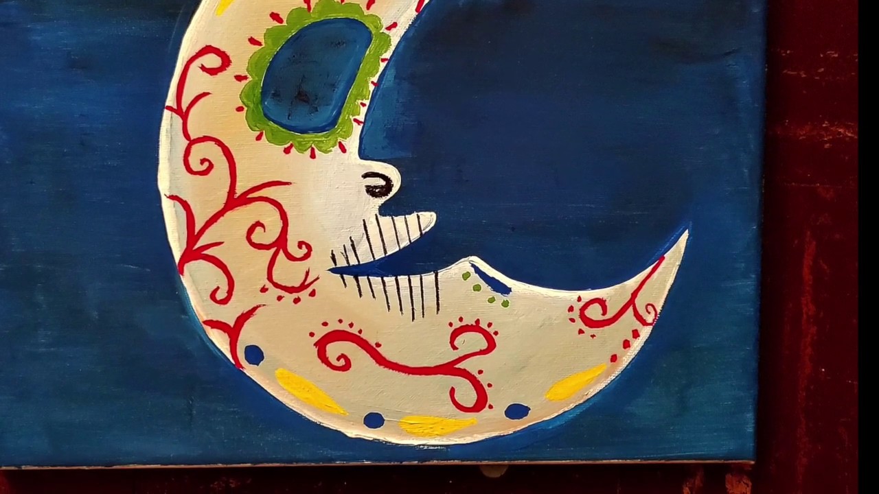 TUTORIAL TIME: Day of The Dead Sugar Skull inspired Moon Skull, STEP-BY ...