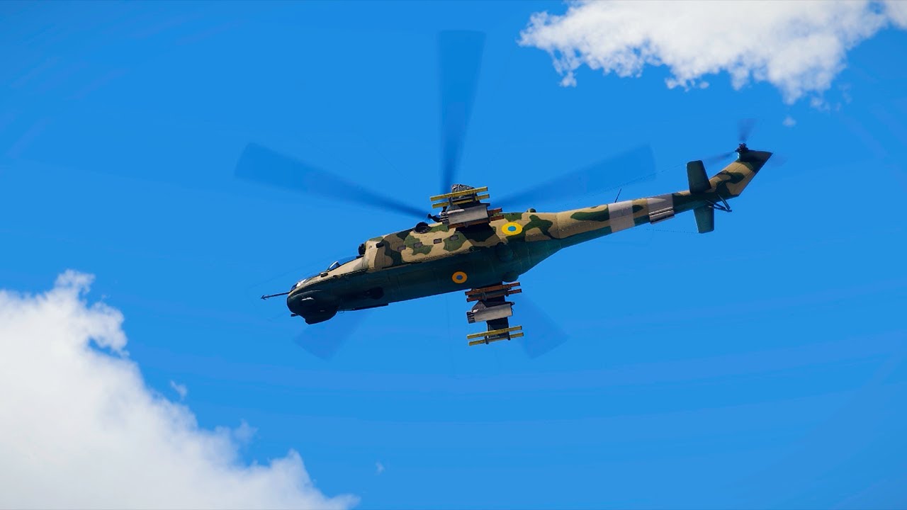 Ukraine new modernized helicopter Mi-35 at ultralow altitude hit ...