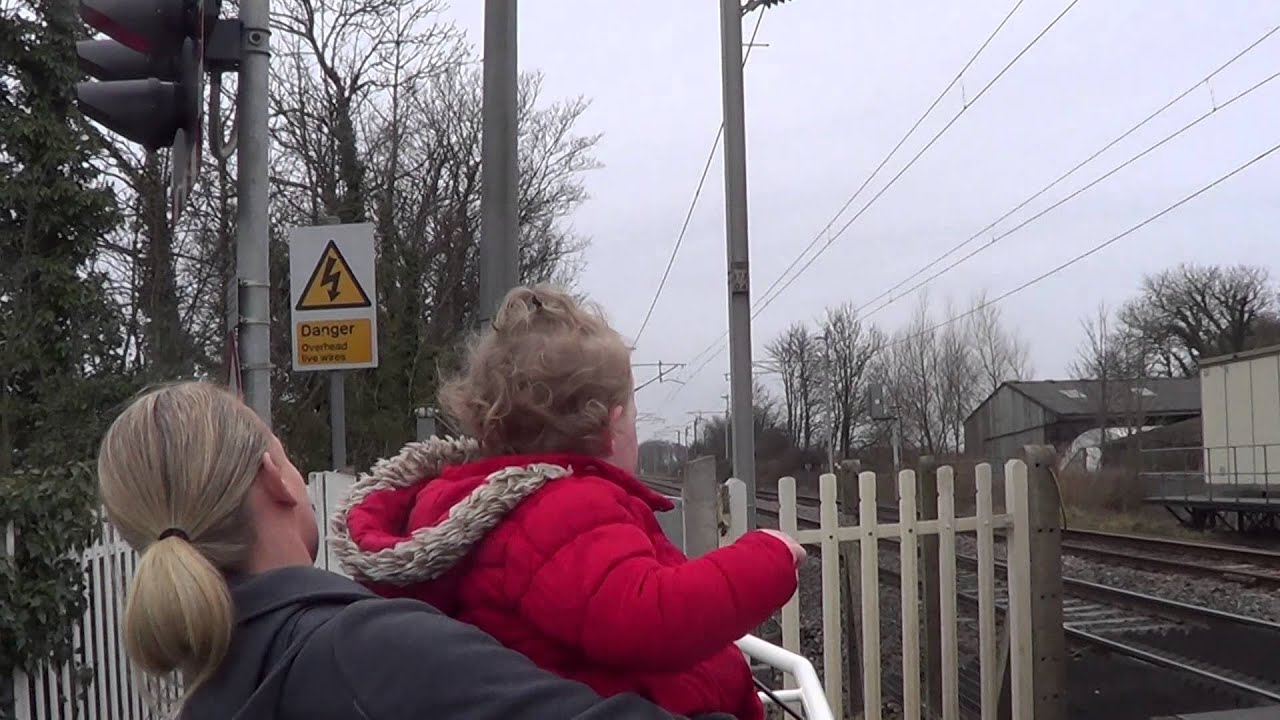Baby gets scared by train then so excited - YouTube