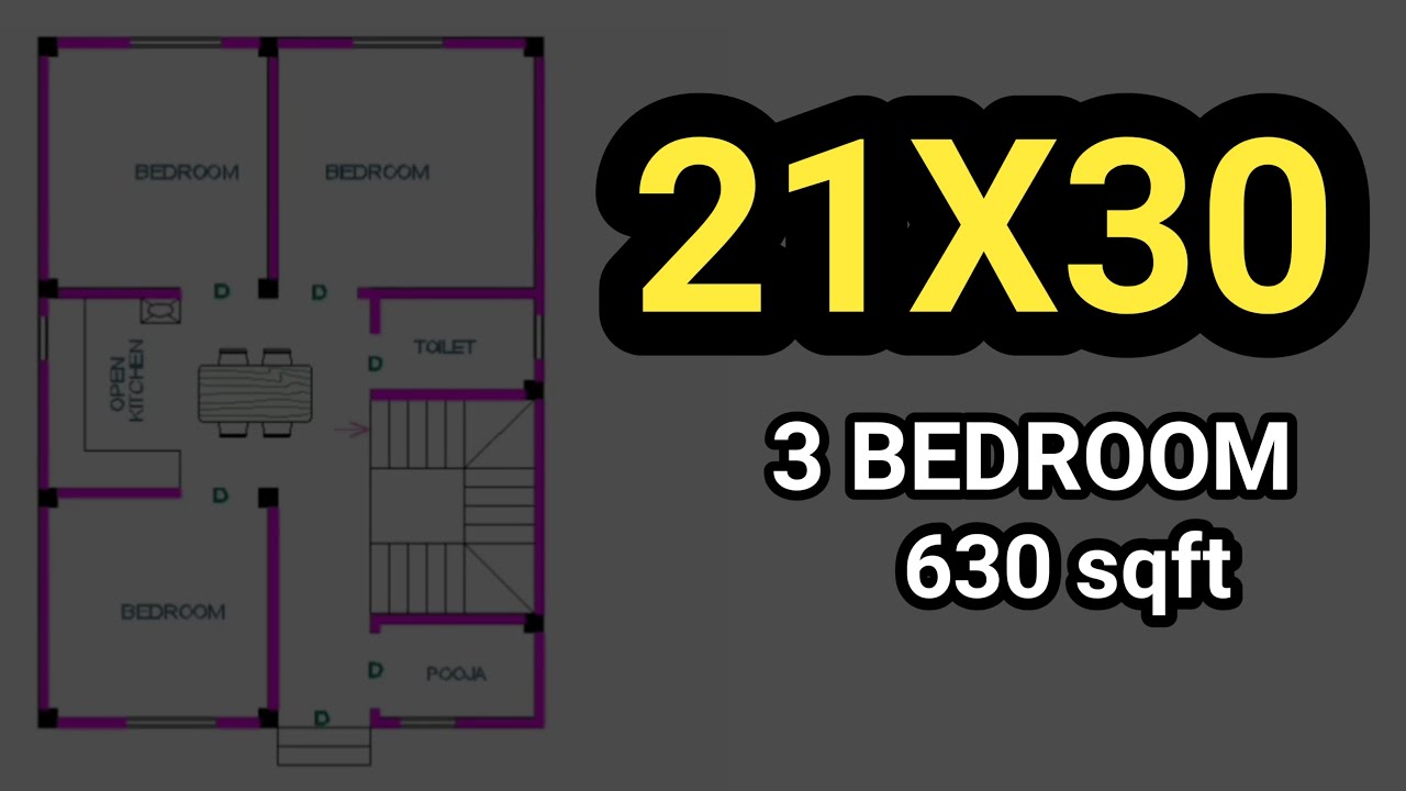 21x30 house plan 3 bedroom | 21x30 house plan east facing | 630 sqft ...
