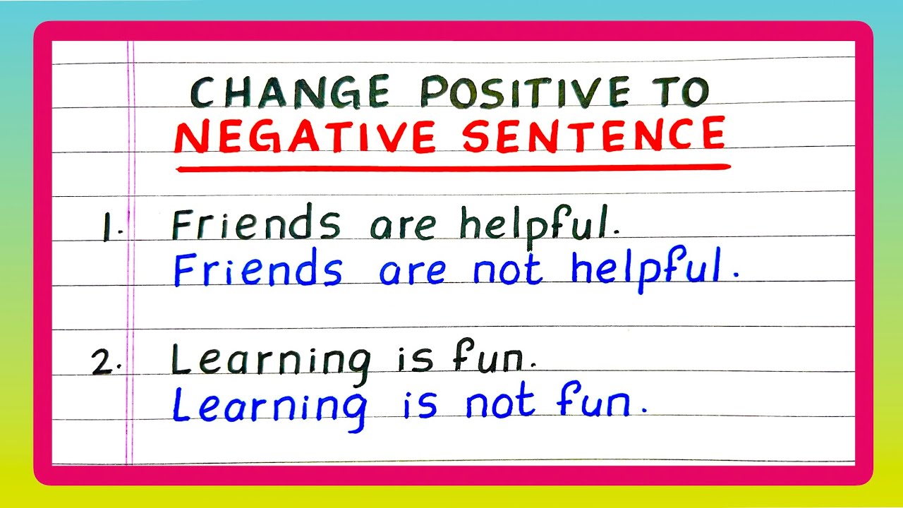 Convert Positive to Negative Sentence | Positive and Negative Sentences ...