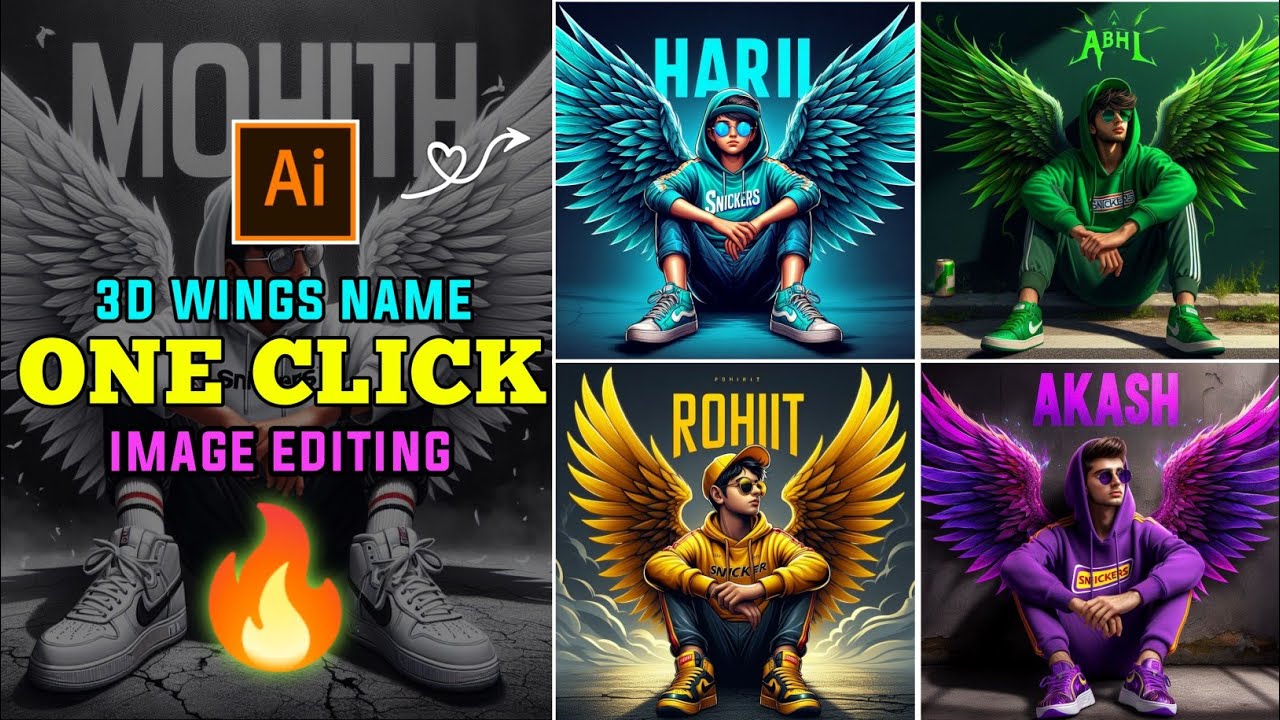 How To Create 3d Ai Wing Name Image Trending Wings Name Photo Editing