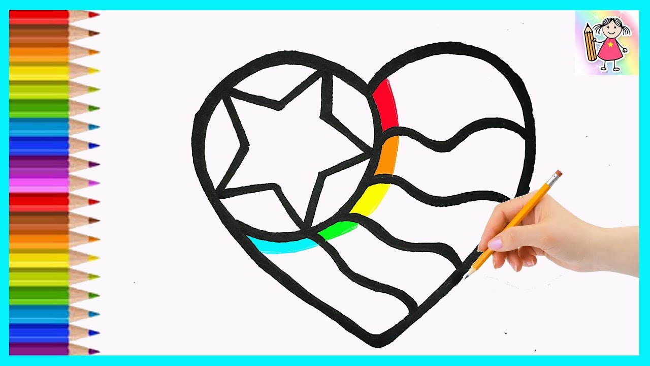 Cara menggambar dan mewarnai hati untuk anak-anak| How to draw and ...